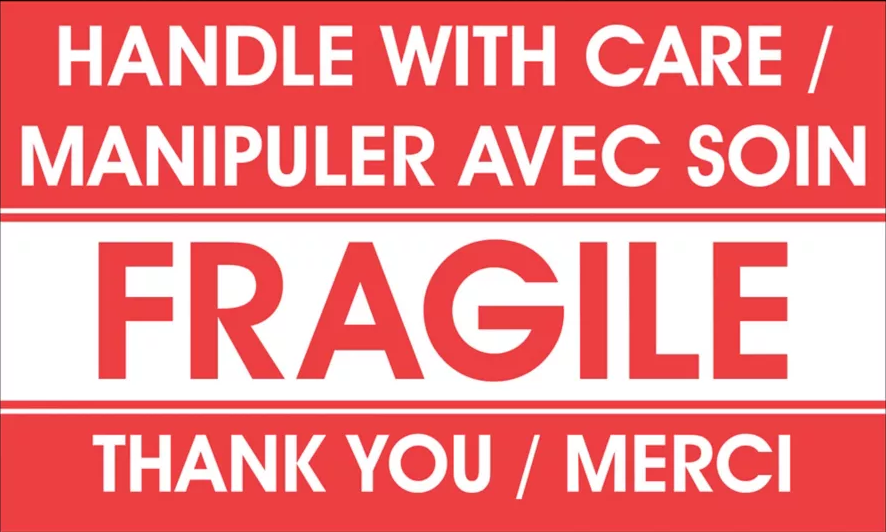 Bilingual English/French Labels - "Handle with Care/Fragile/Thank You"